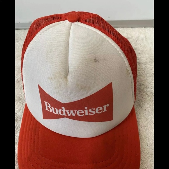 Budweiser | Accessories | Vintage Budweiser Trucker Hat Cap Redwhite ...